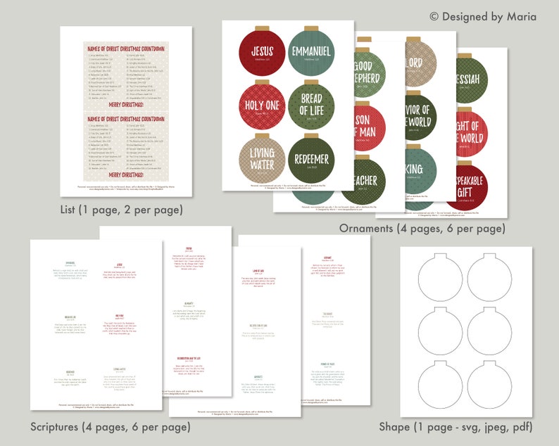 24 Names of Christ Printable Advent Ornaments for LDS Primary Christmas ...
