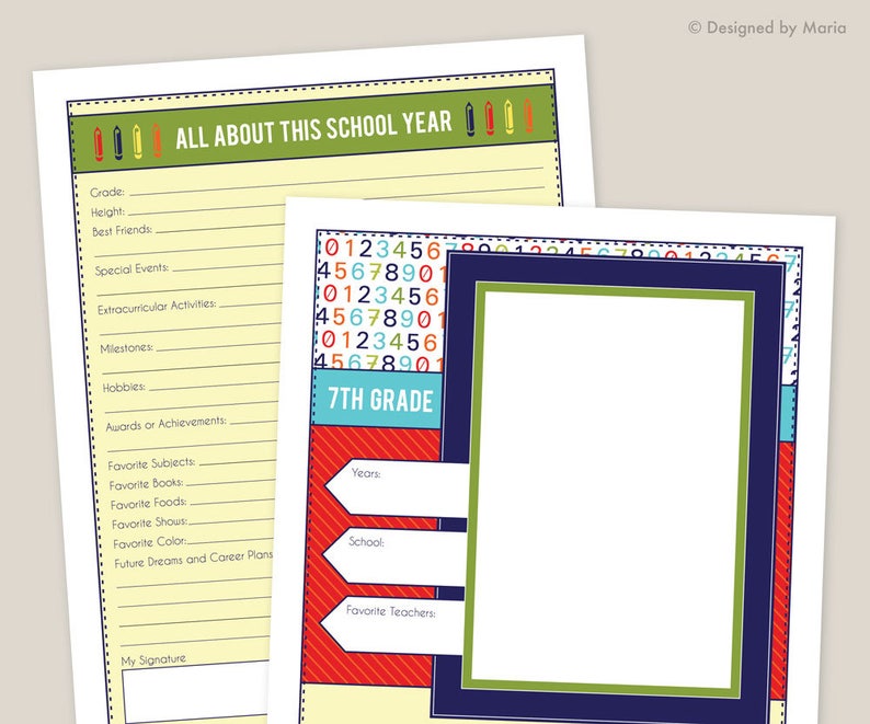 School Memory Book Printables: 6th-12th Grade School Days Book - 8.5 X ...