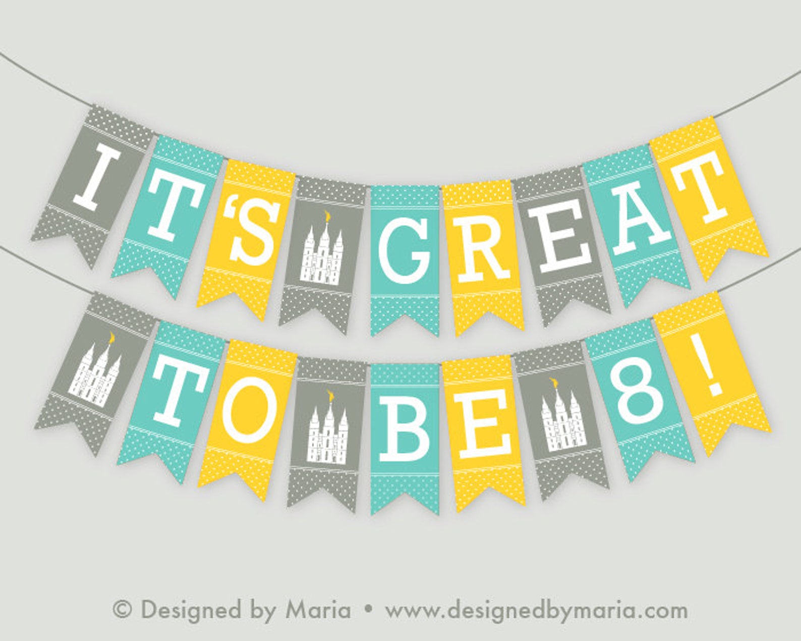 It's Great to Be 8 Banner: LDS Primary Baptism Preview | Etsy