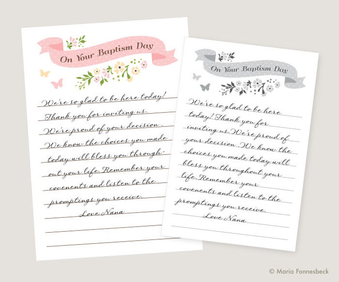 Pink Girl LDS Baptism Testimony Cards Printable: on Your Baptism Day ...