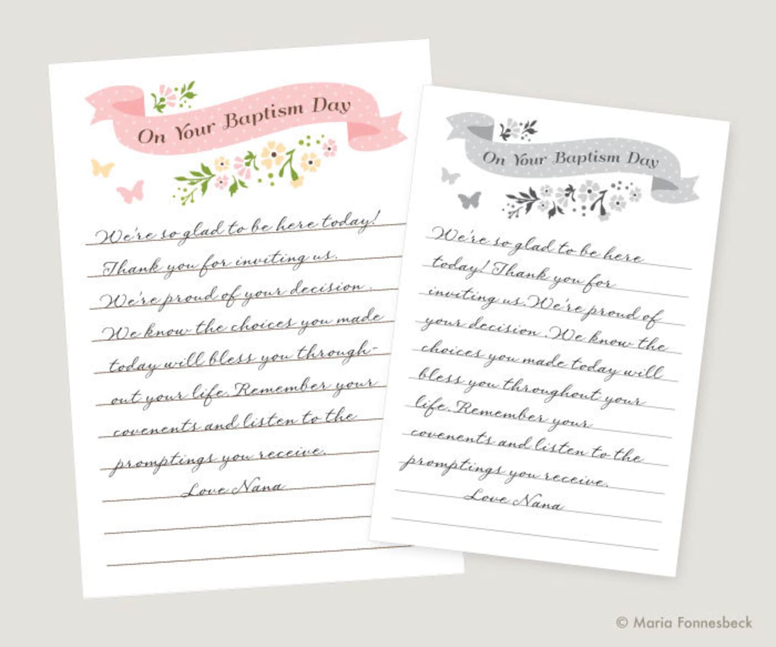 Pink Girl LDS Baptism Testimony Cards Printable: on Your - Etsy