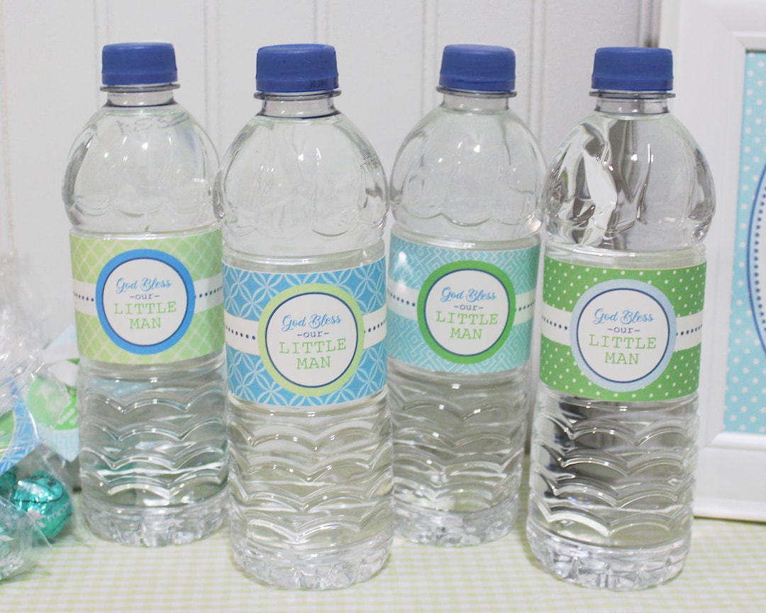 Baby Blessing Water Bottle Wrappers for Boy: Instant Download Labels ...