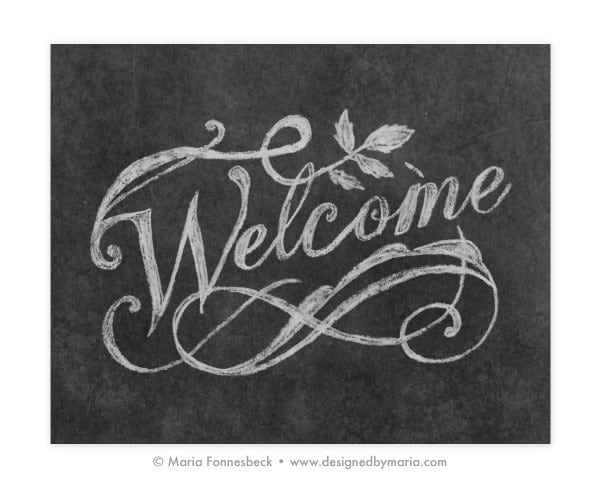 Welcome Printable Art: Fancy Chalkboard Style Pretty Home - Etsy