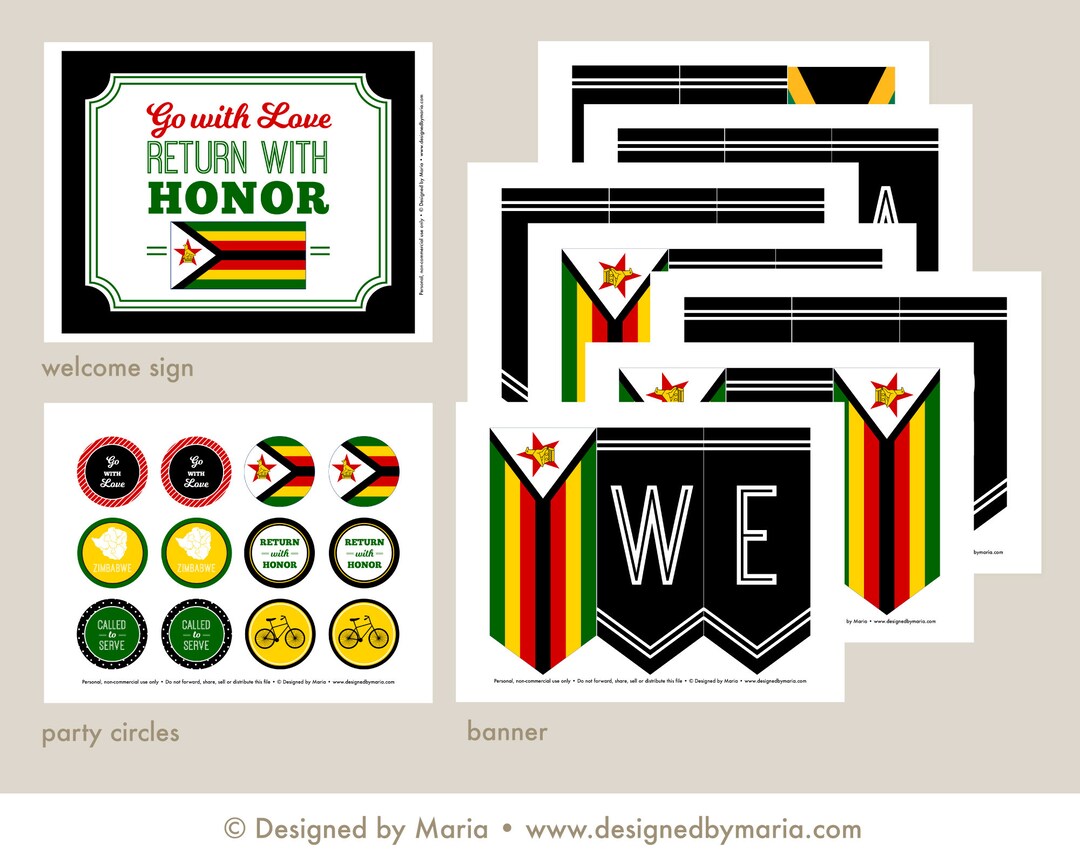 Zimbabwe Mission Farewell Party Printable Set: LDS Missionary Party Kit ...