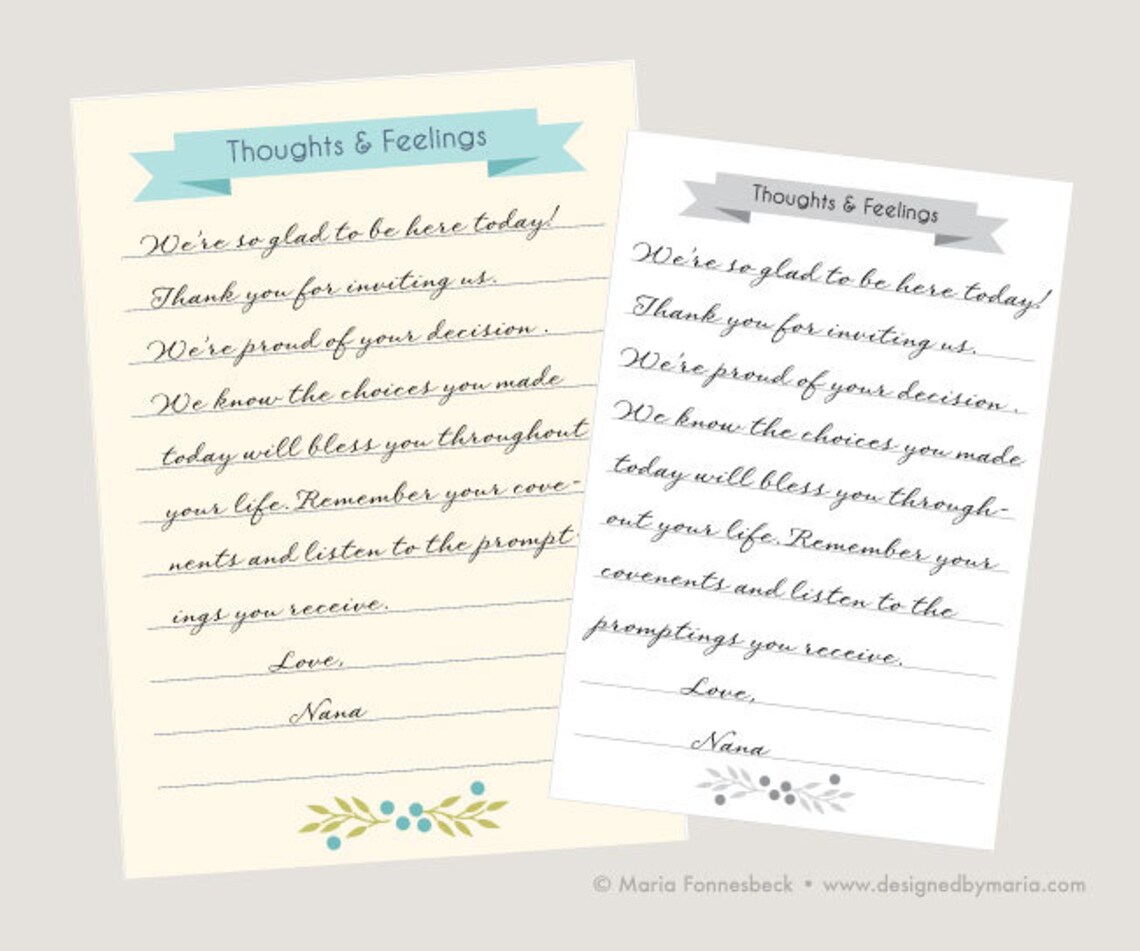 LDS Baptism Testimony Cards: Record Your Guest's Thoughts & Feelings ...