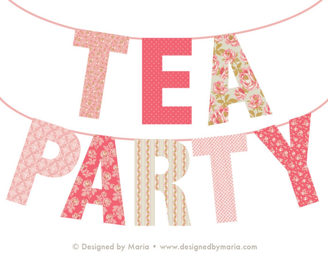 Tea Party Banner Printable Decoration: Shabby Chic Design in - Etsy UK