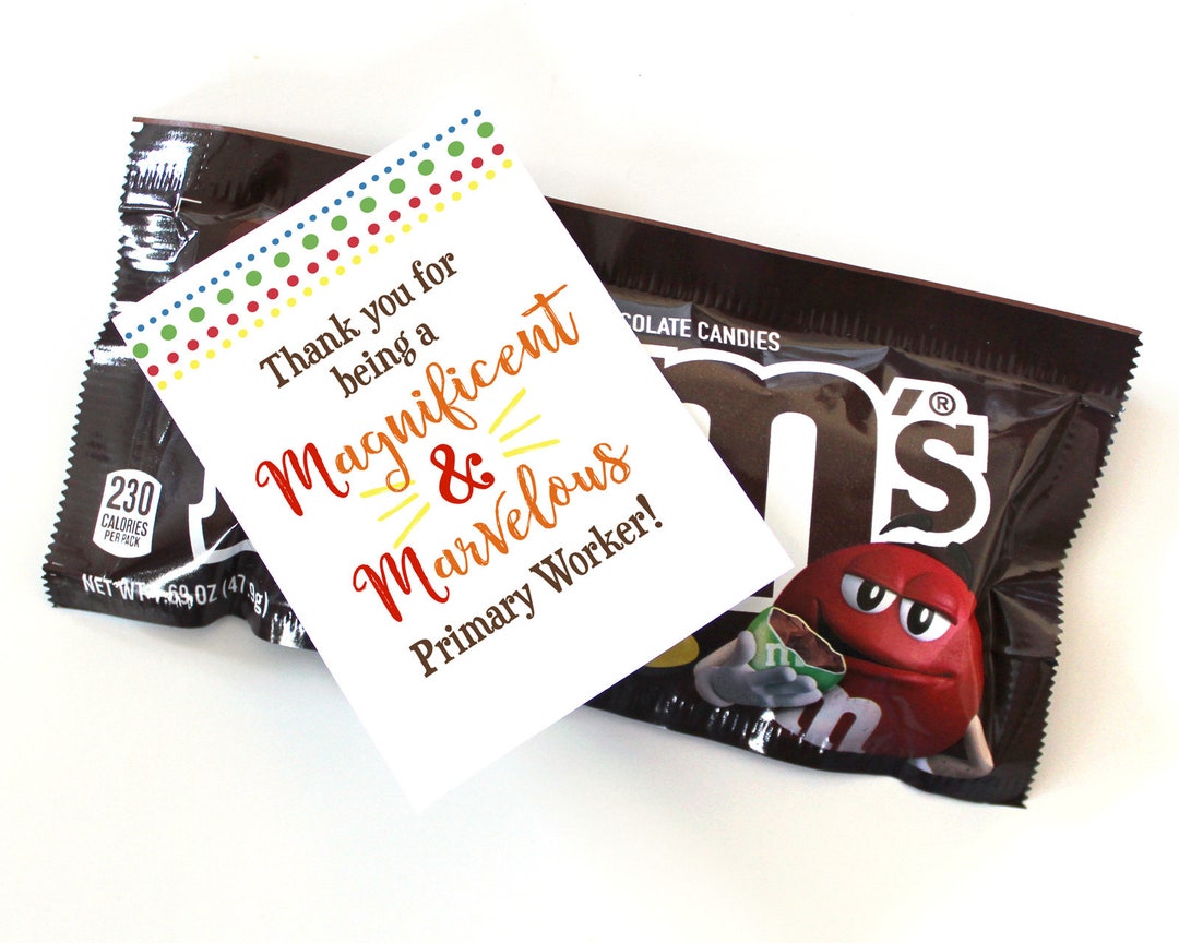 LDS Primary Worker Thank You M&M Label Gift Tag: Primary Teacher ...