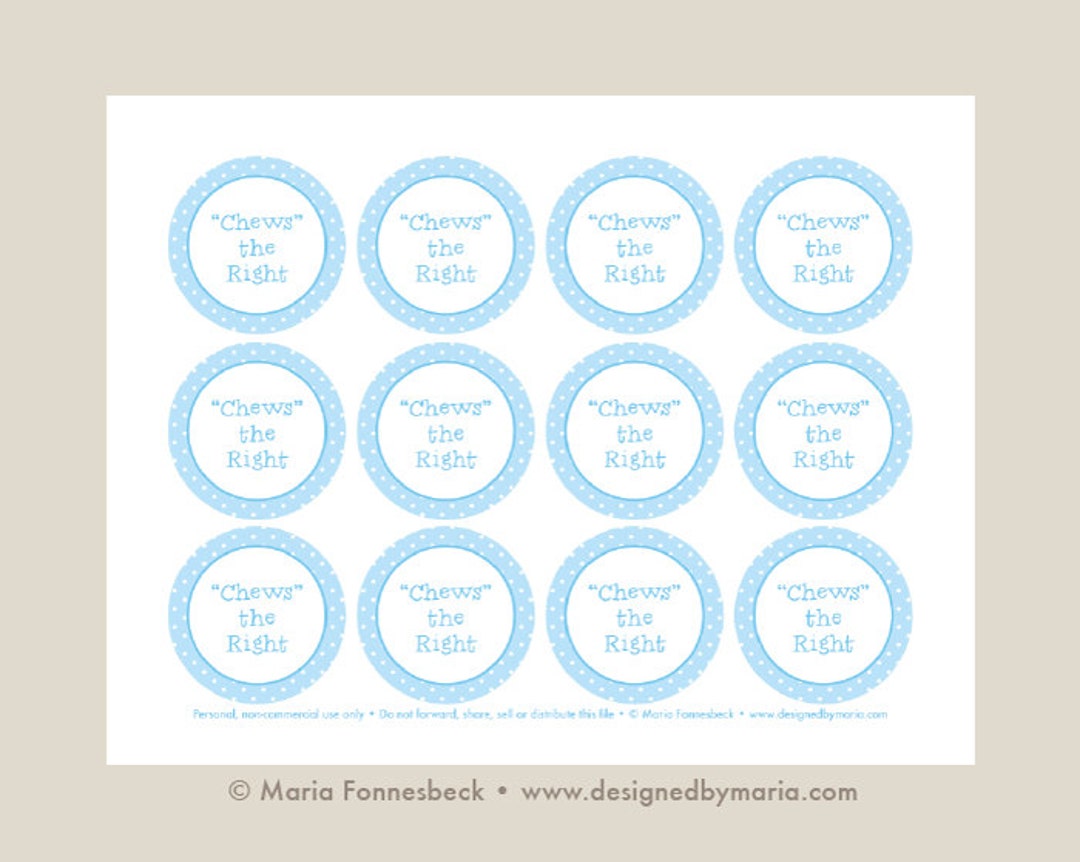 Light Blue Chews the Right CTR Favor Tag Printable: LDS Primary or LDS ...