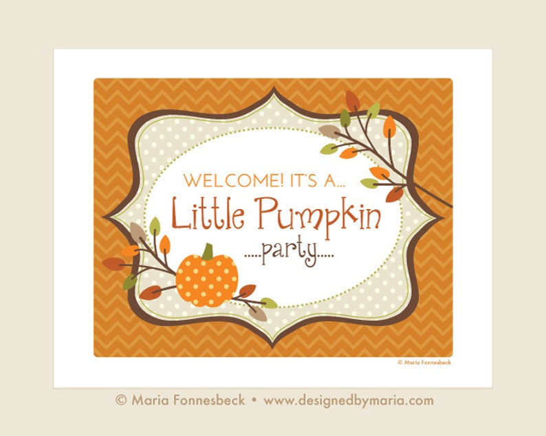 Autumn Party Welcome Sign Printable: Little Pumpkin Party Download ...