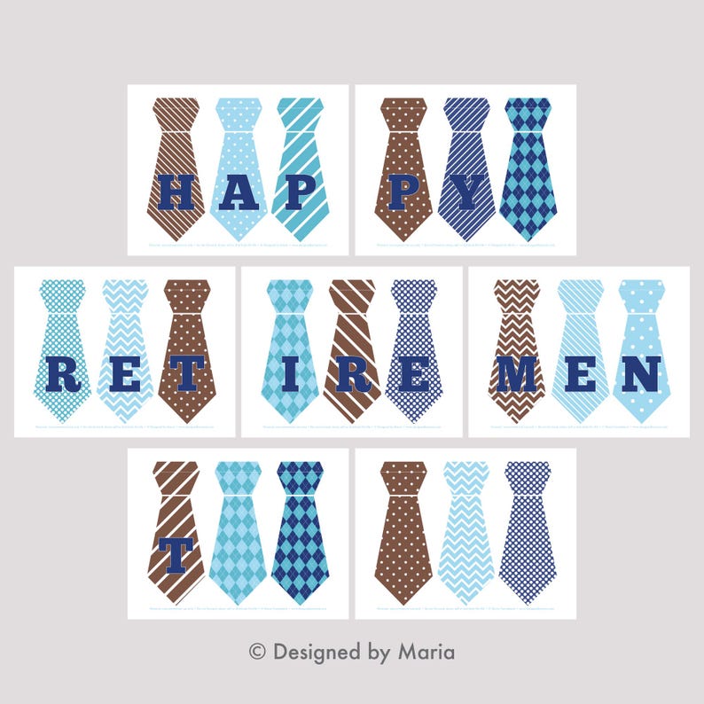 Happy Retirement Tie Banner Printable: Retirement Party Decoration ...