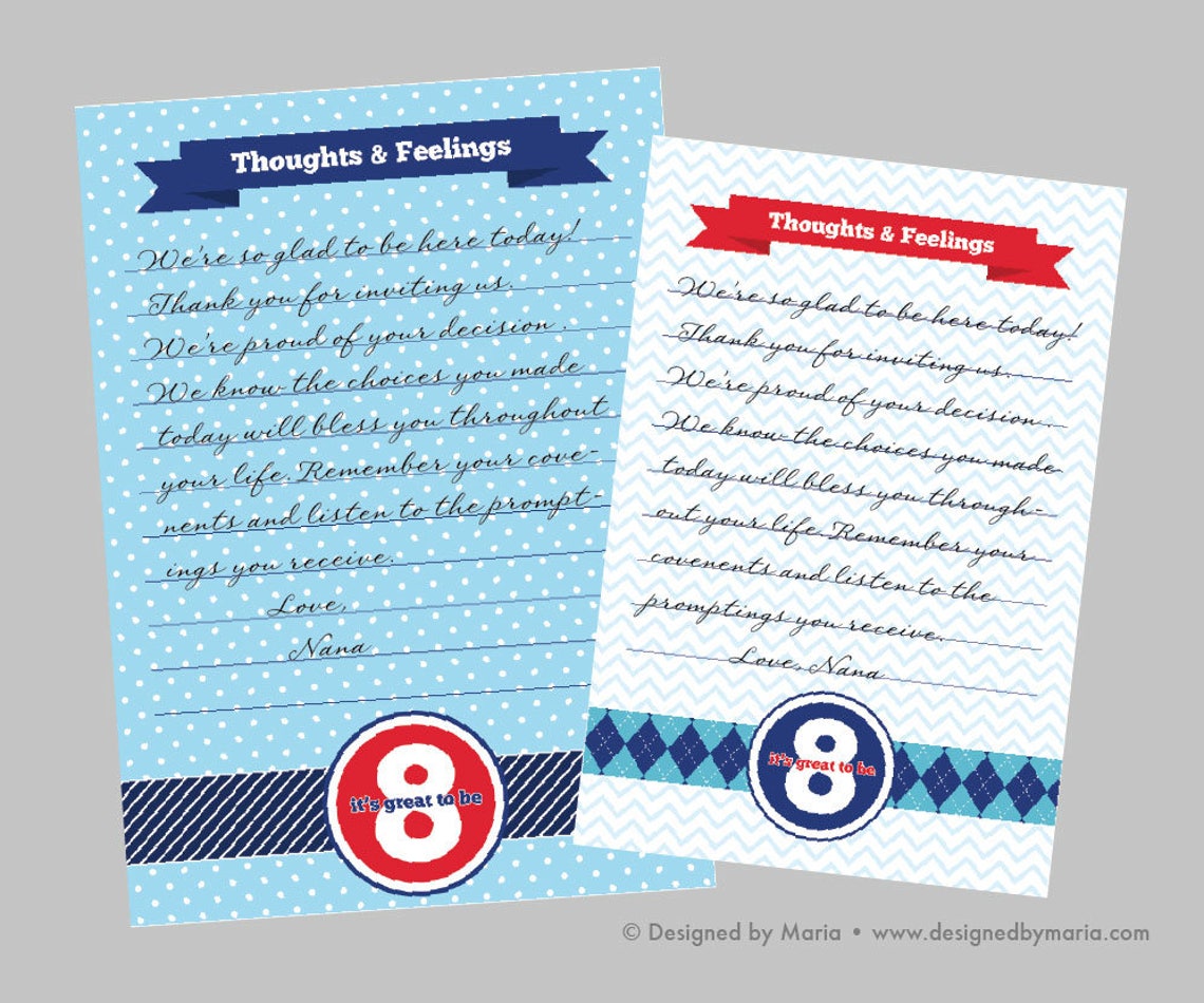 LDS Baptism Testimony Cards Printable: Red and Blue Guests - Etsy