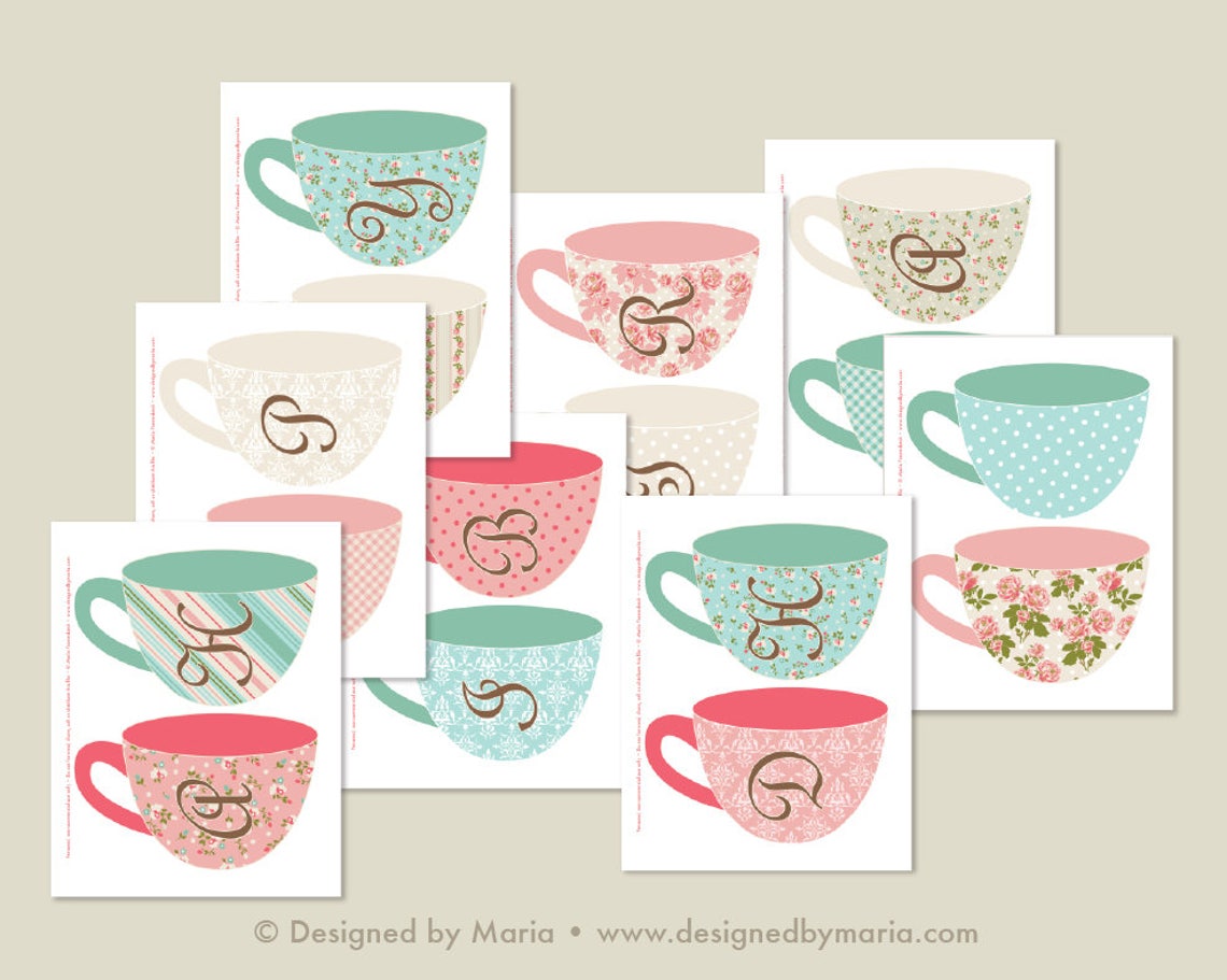 Spell Your Own Alphabet Tea Cup Banner Printable Decoration: - Etsy