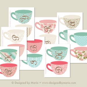 Spell Your Own Alphabet Tea Cup Banner Printable Decoration: Tea Party ...