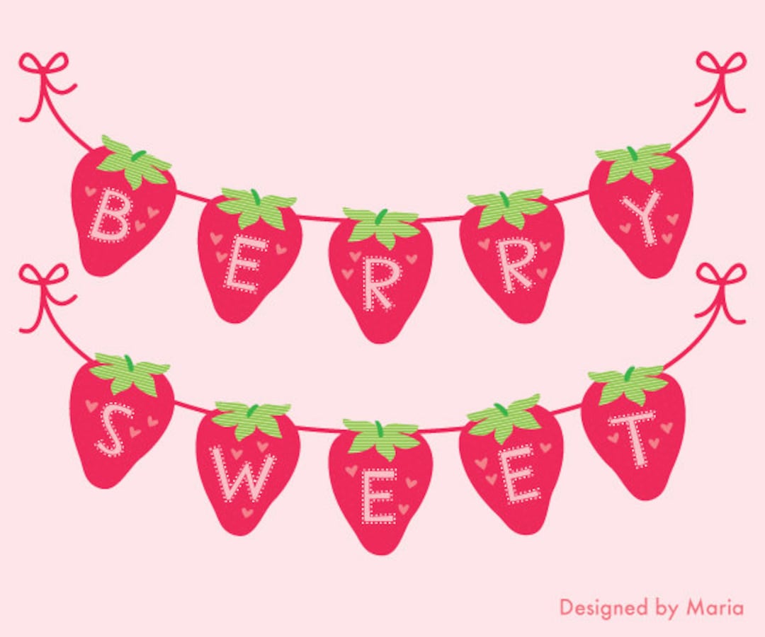 Strawberry Party Banner Printable: Berry Sweet Decoration - Etsy