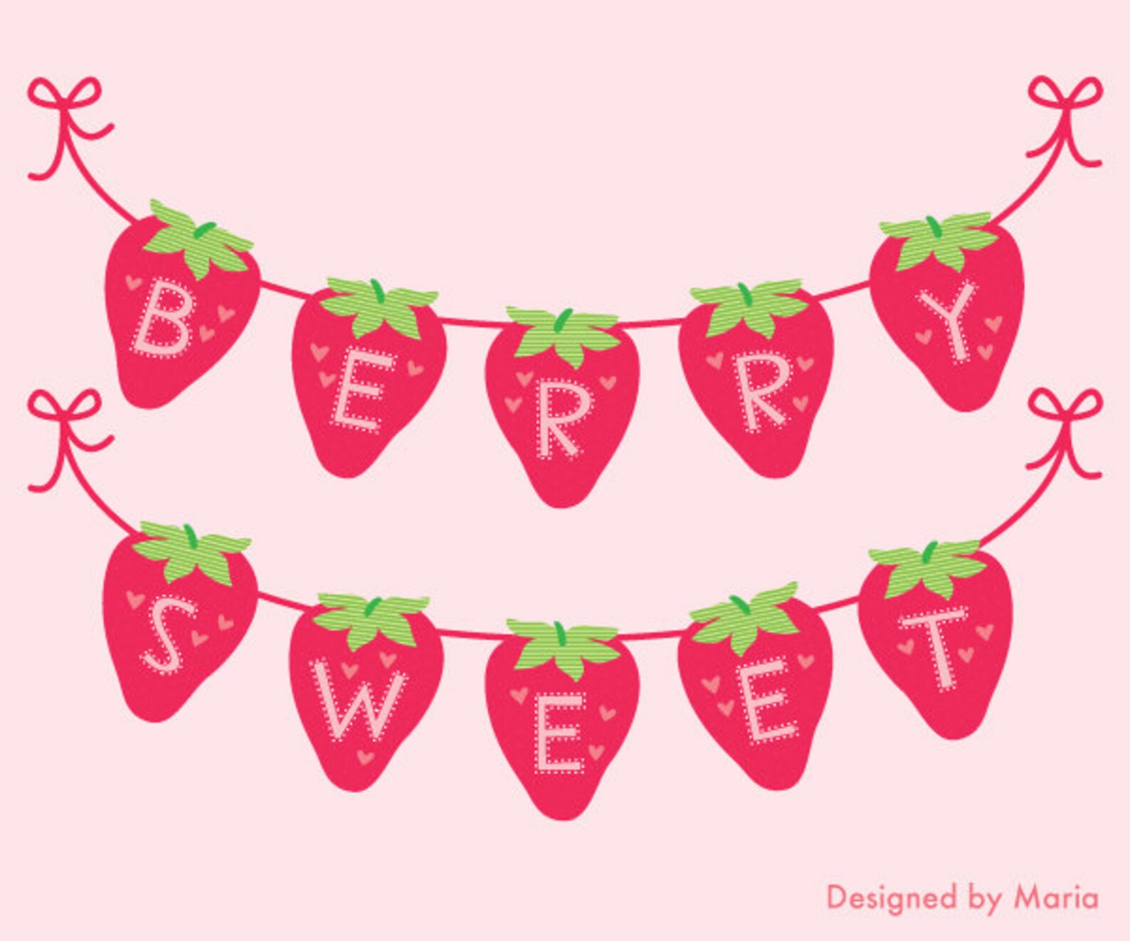 Strawberry Party Banner Printable: Berry Sweet Decoration - Etsy
