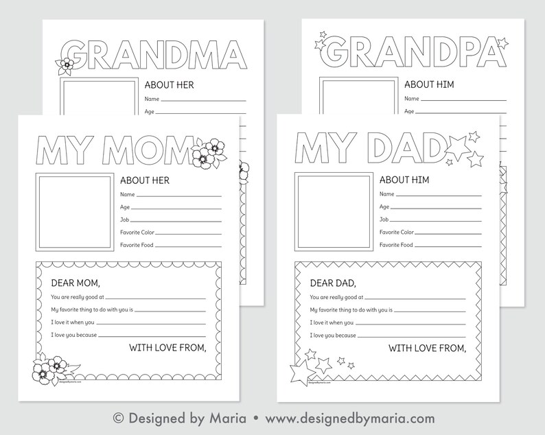 Mother's & Father's Day Questionnaire Printable Gift: - Etsy