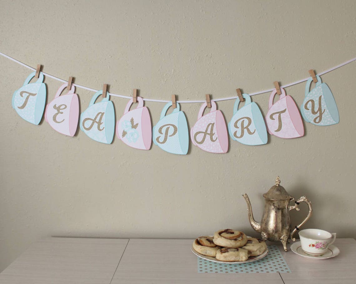 Tea Party Banner Printable Decoration: Shabby Chic Design in - Etsy