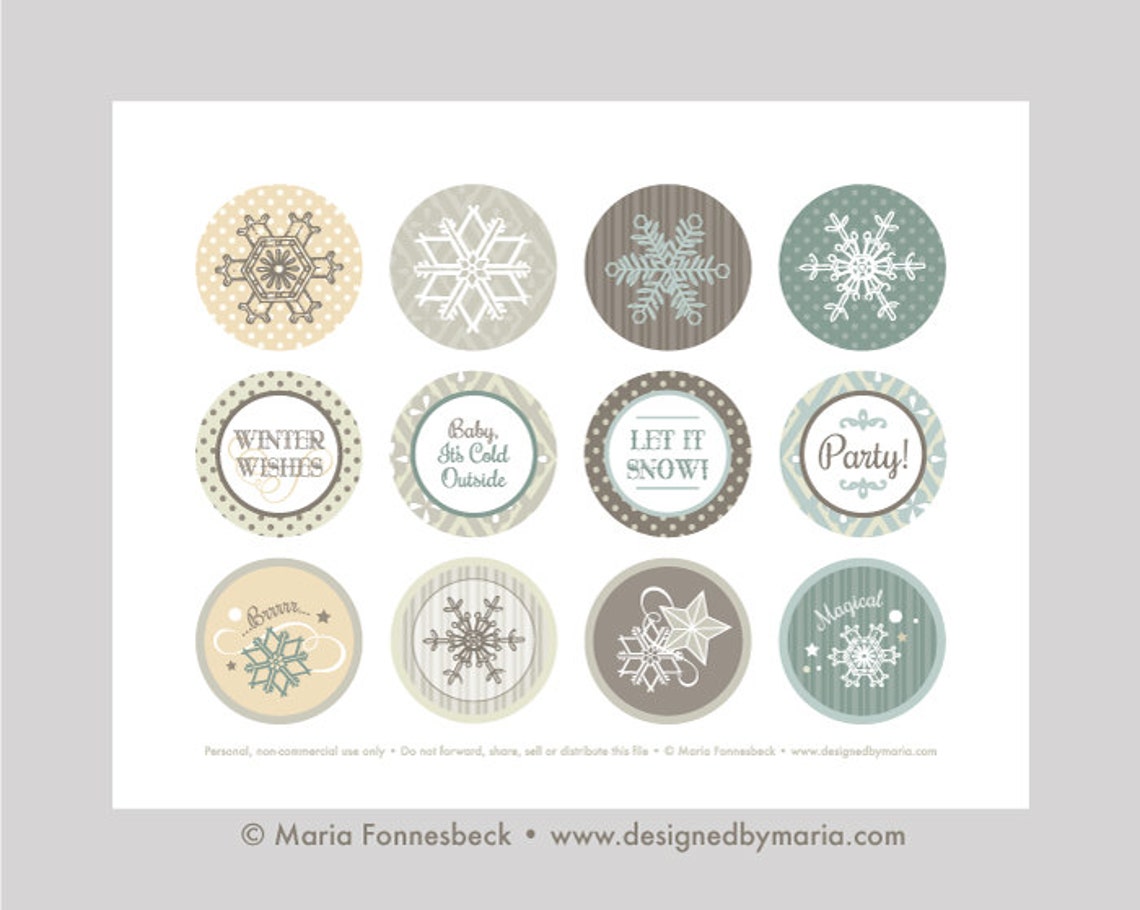 Winter Party Cupcake Toppers Printable: 2 Party Circles - Etsy