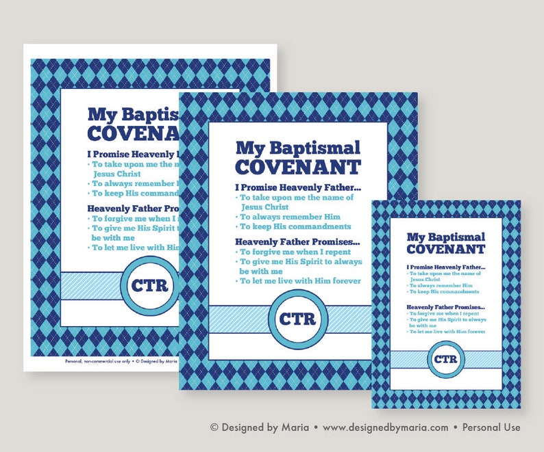 LDS Baptismal Covenant Printable Art Sign: Blue and Navy for Boys Decor ...
