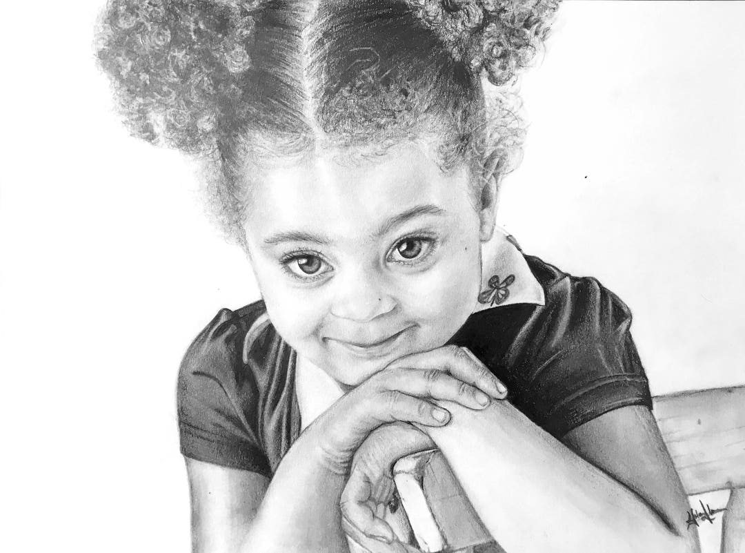 Custom Realistic Charcoal and Graphite Children Portrait Drawings - Etsy