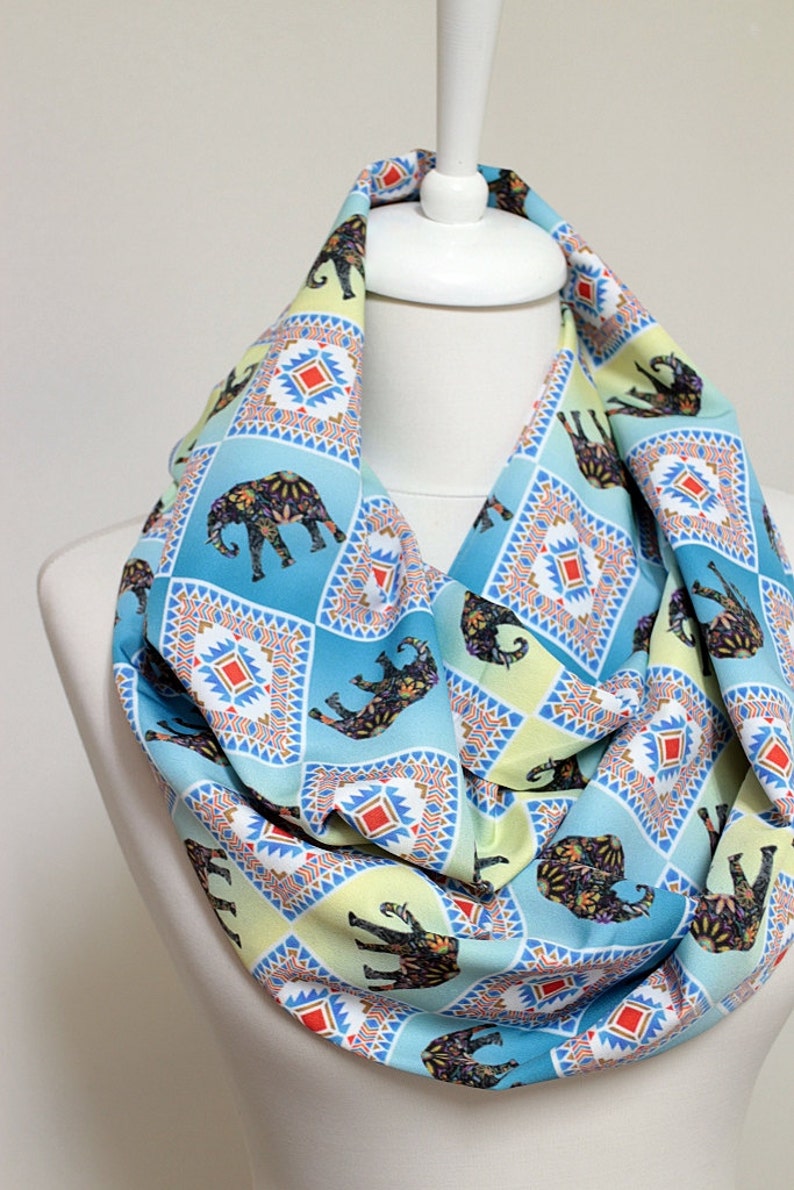Elephant pattern Infinity scarf Circle Scarf Loop Scarf | Etsy