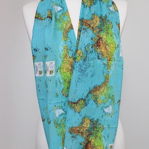 World Map Scarf Infinity Scarf Scarves Loop Scarf Gift for Her Birthday ...