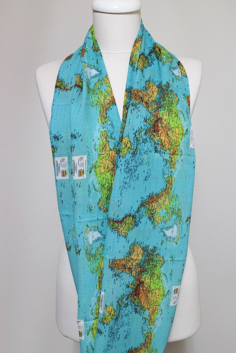 World Map Scarf Infinity Scarf Scarves Loop Scarf Gift for Her | Etsy