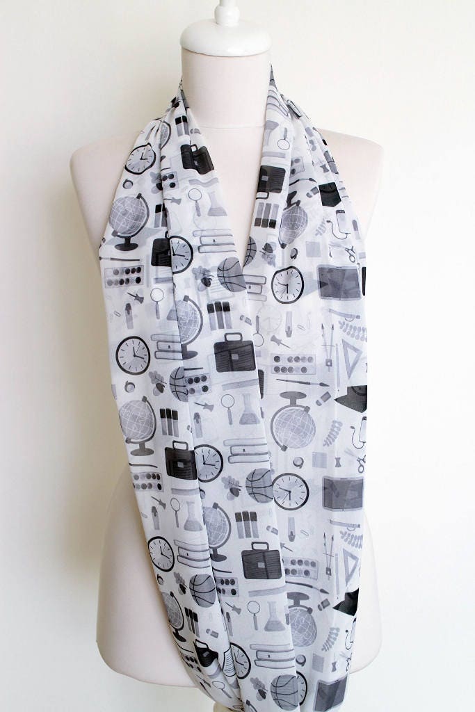 School Education Infinity scarf Geek item Circle scarf spring | Etsy