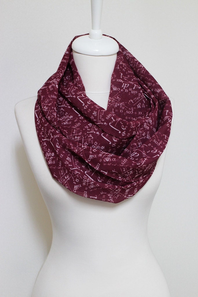 Math Gift Claret Red Mathematics Pattern Infinity Scarf Gift - Etsy