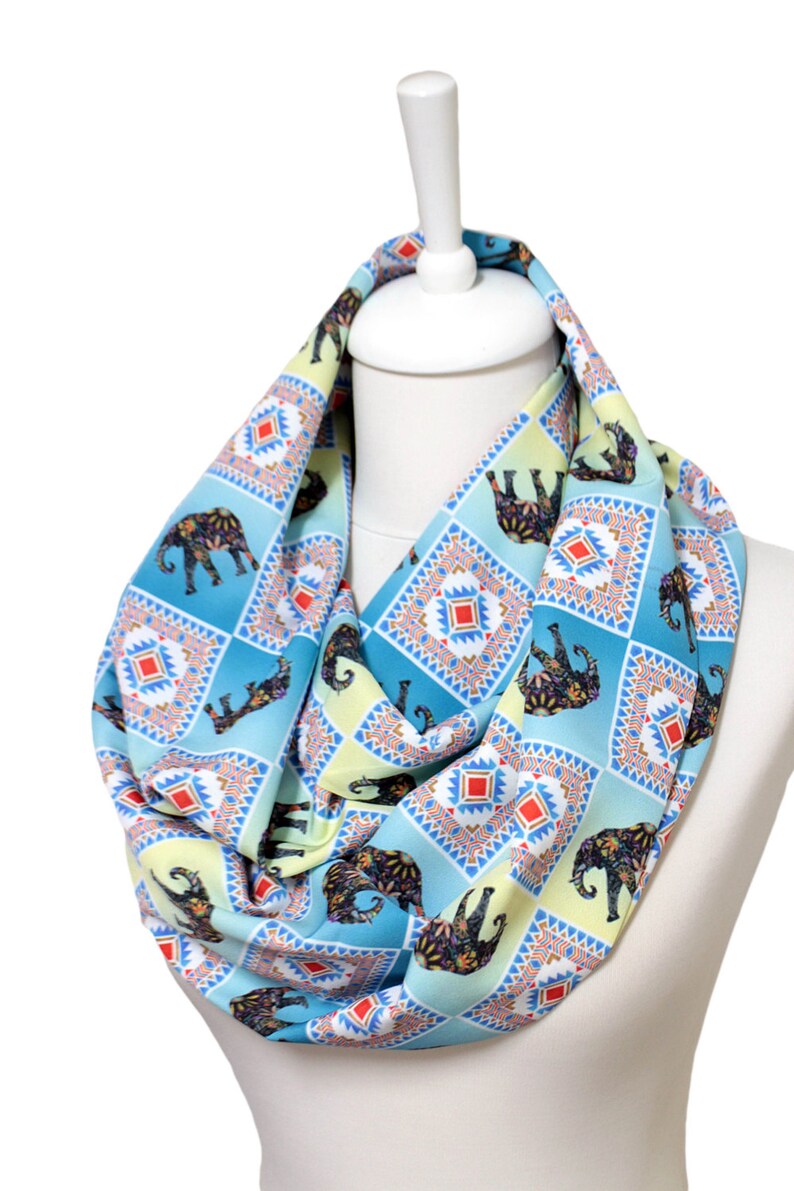 Elephant pattern Infinity scarf Circle Scarf Loop Scarf | Etsy