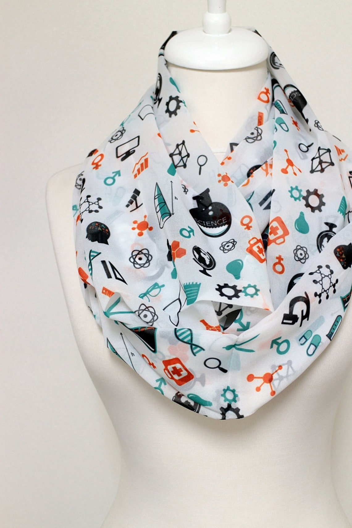 Science Scarf Infinity Print Scarf Chemistry Scarf Atom - Etsy