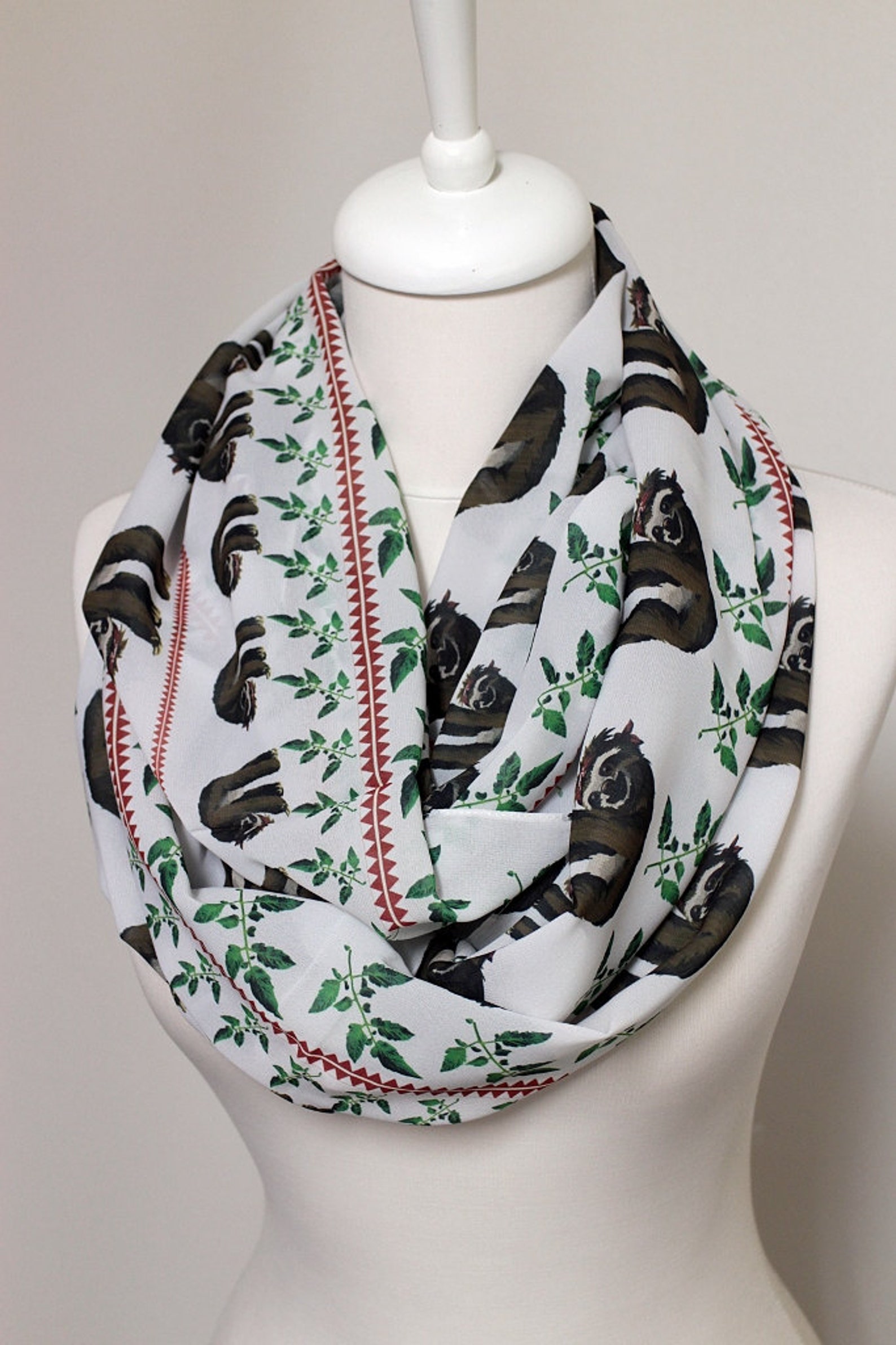 Sloth Scarf Infinity Scarf White Circle Scarf Loop Scarf - Etsy