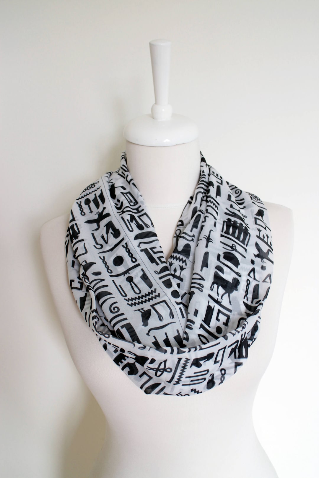 Egyptian Hieroglyphics Pattern Infinity Scarf, Circle Scarf, Loop Scarf ...