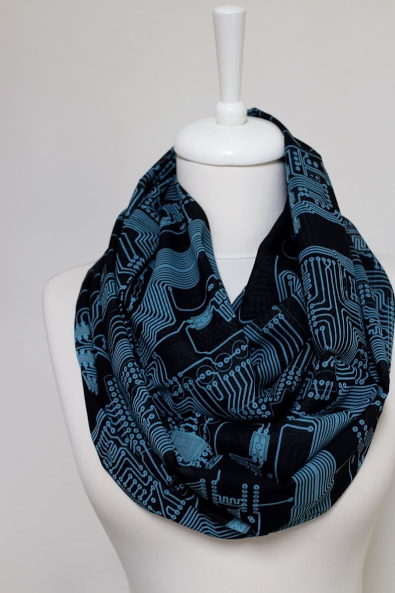 PC Circuit Board Infinity Scarf Wearable Technology Print Geek | Etsy