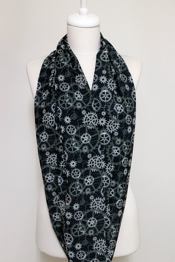 Black Mechanics Infinity Scarf Loop Scarf Circle Scarf Geek - Etsy