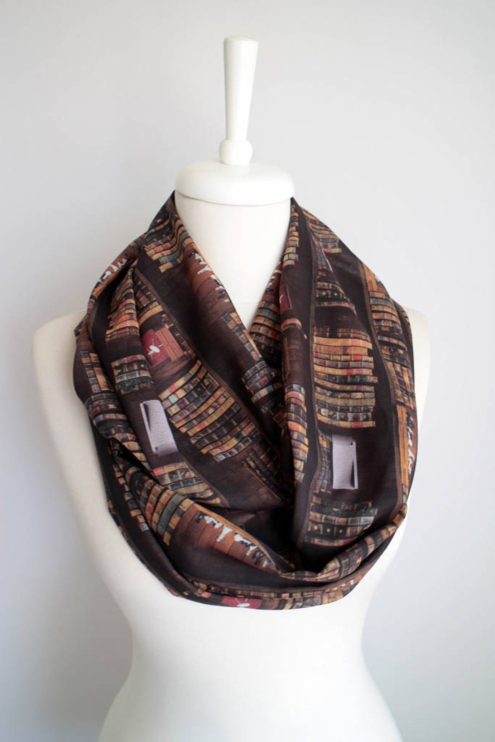 Bookshelf Scarf Infinity Scarf Book Scarf Book Lover Gift | Etsy