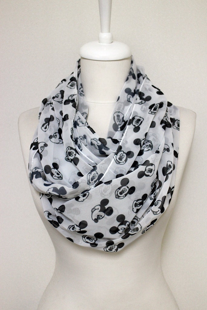Walt Disney Mickey Mouse Pattern Print Unique Infinity Scarf - Etsy