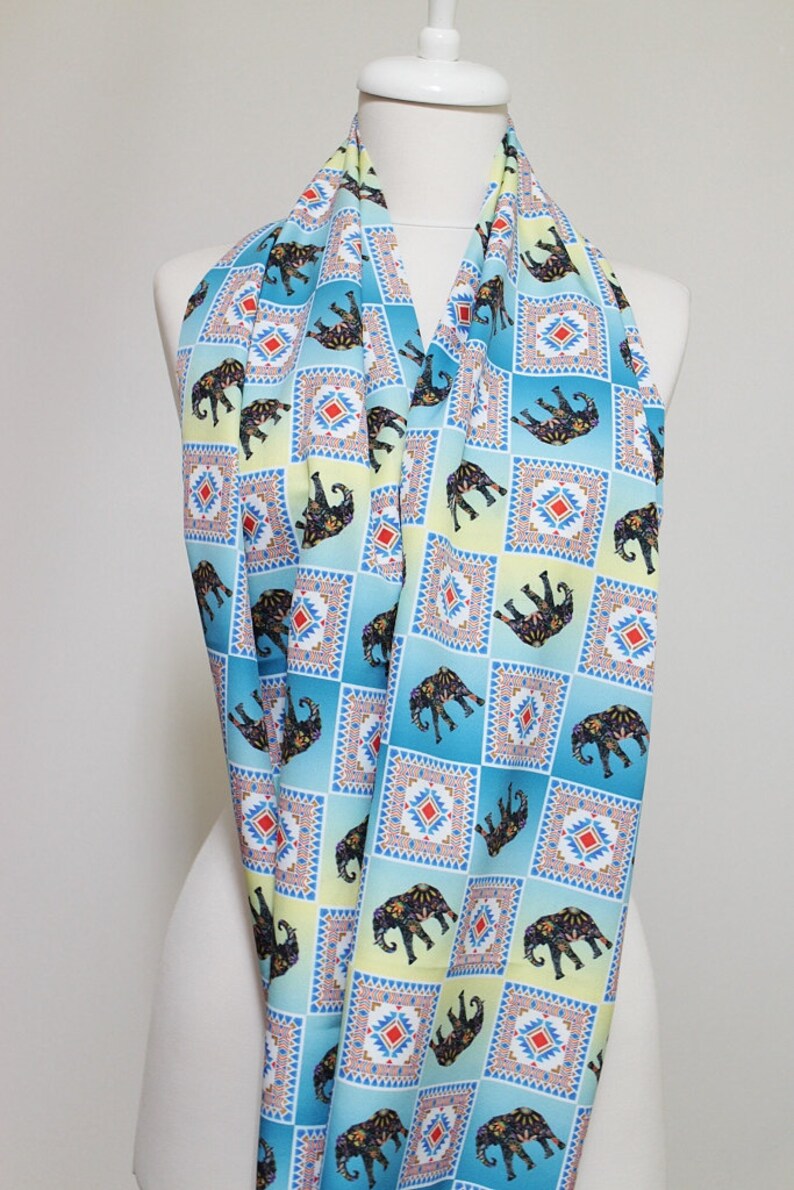 Elephant pattern Infinity scarf Circle Scarf Loop Scarf | Etsy