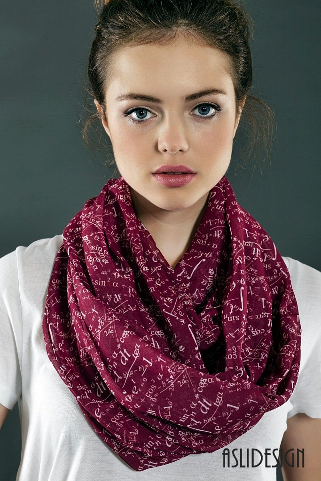 Math Gift Claret Red Mathematics Pattern Infinity Scarf Gift for Women ...