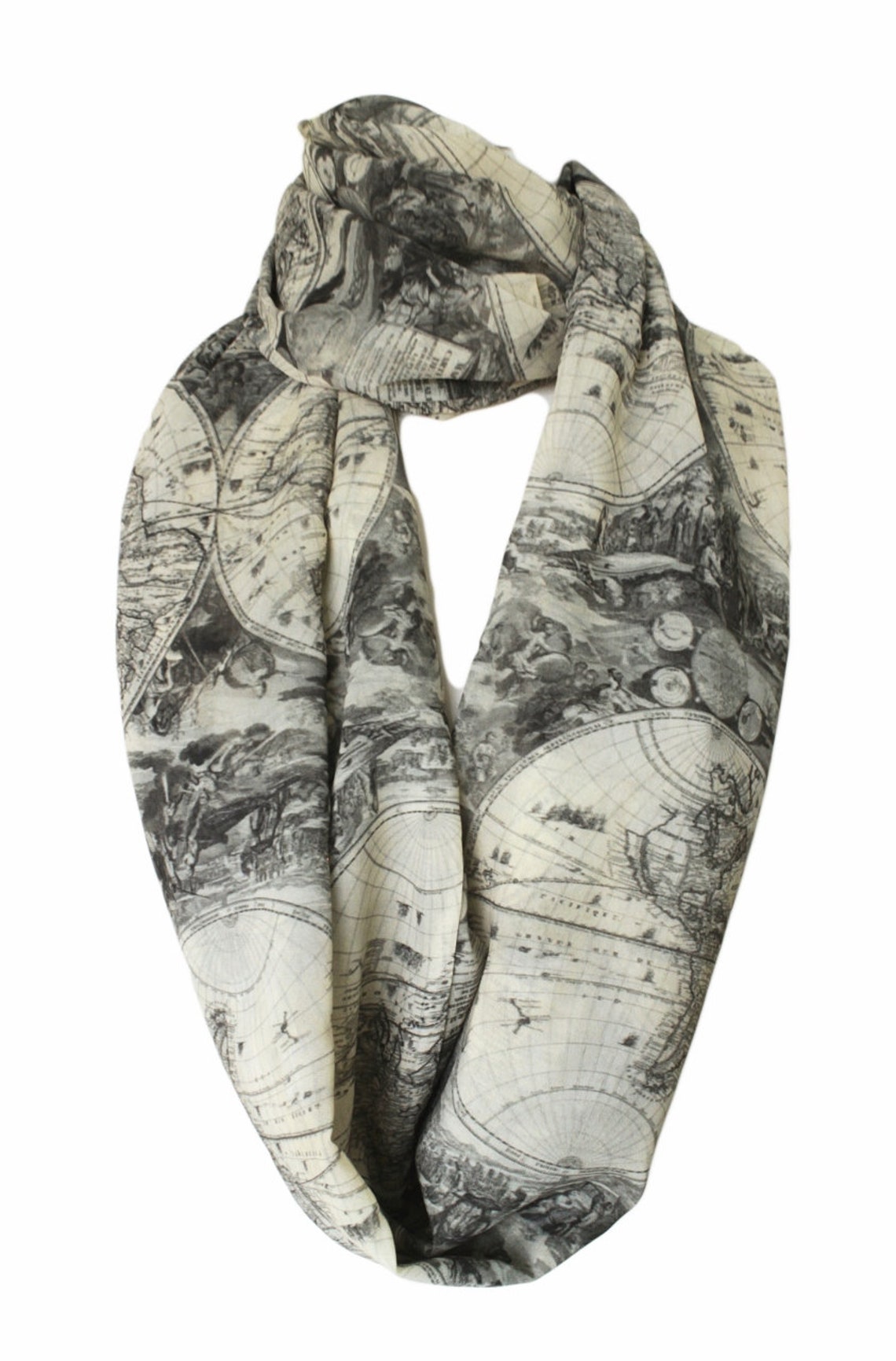 Old World Map Infinity Scarf Scarves Loop Scarf Gift Ideas for - Etsy