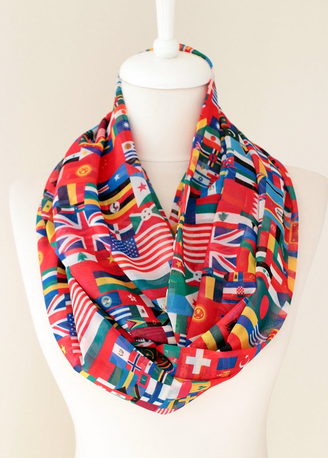 World Flags Scarf Infinity Scarf Travel Gift Fall Winter Fashion ...