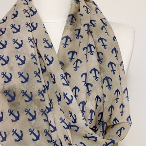 Anchor Pattern Chiffon Infinity Scarf Circle Scarf, Scarves Gift Ideas ...