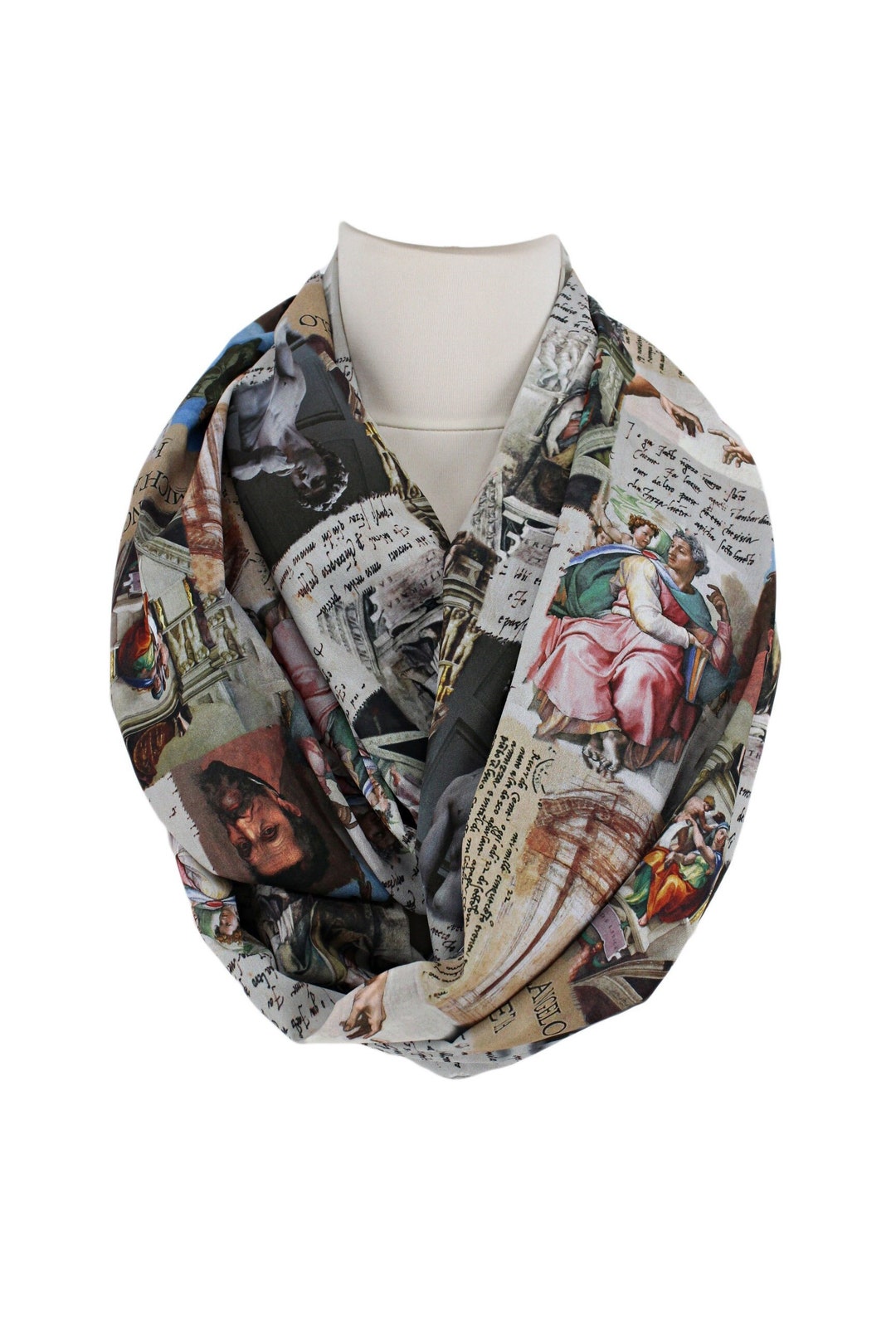 Michelangelo Illustrations Design Infinity Scarf, Circle Scarf, Loop ...