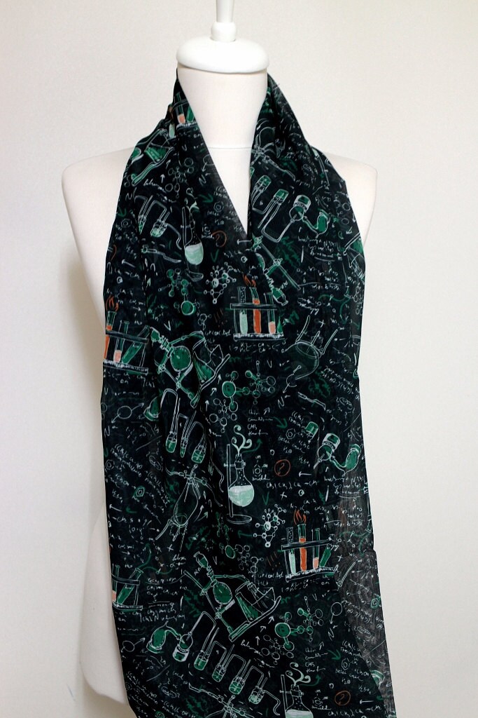 Science Gift Black Science Infinity Scarf Chemistry Scarf | Etsy