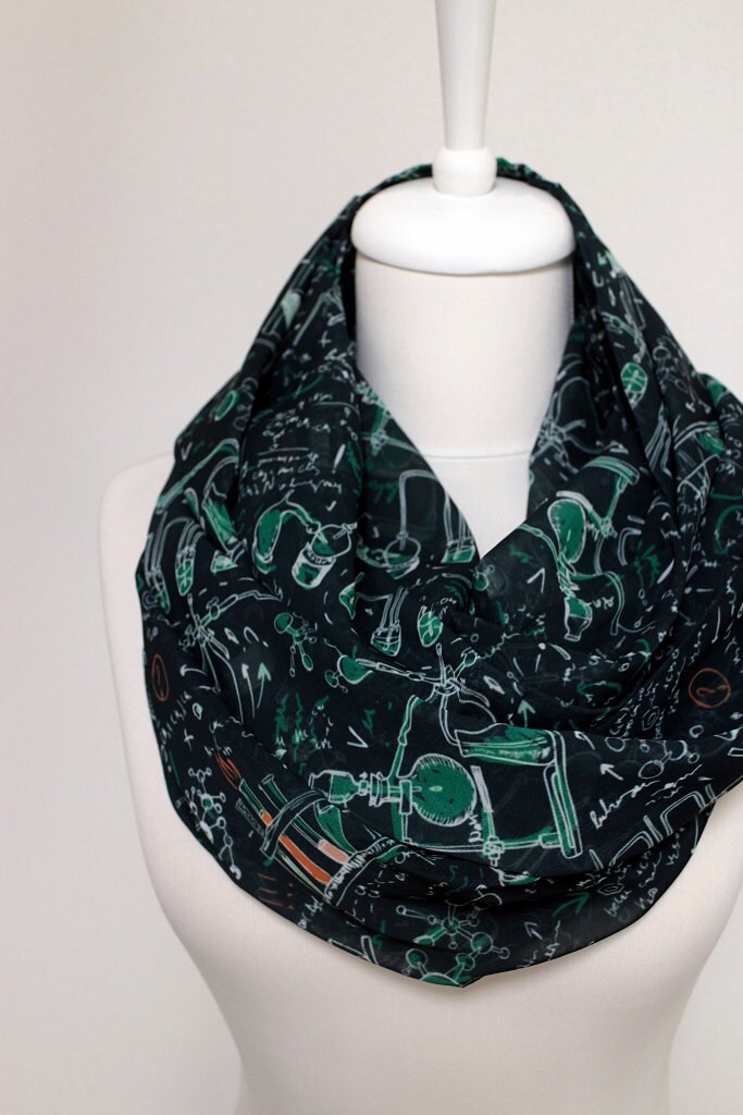 Science Gift Black Science Infinity Scarf Chemistry Scarf | Etsy