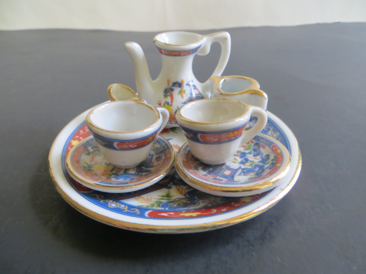 Japanese Miniature Tea Set Tray Teapot Cream Sugar 2 Cups Saucers - Etsy