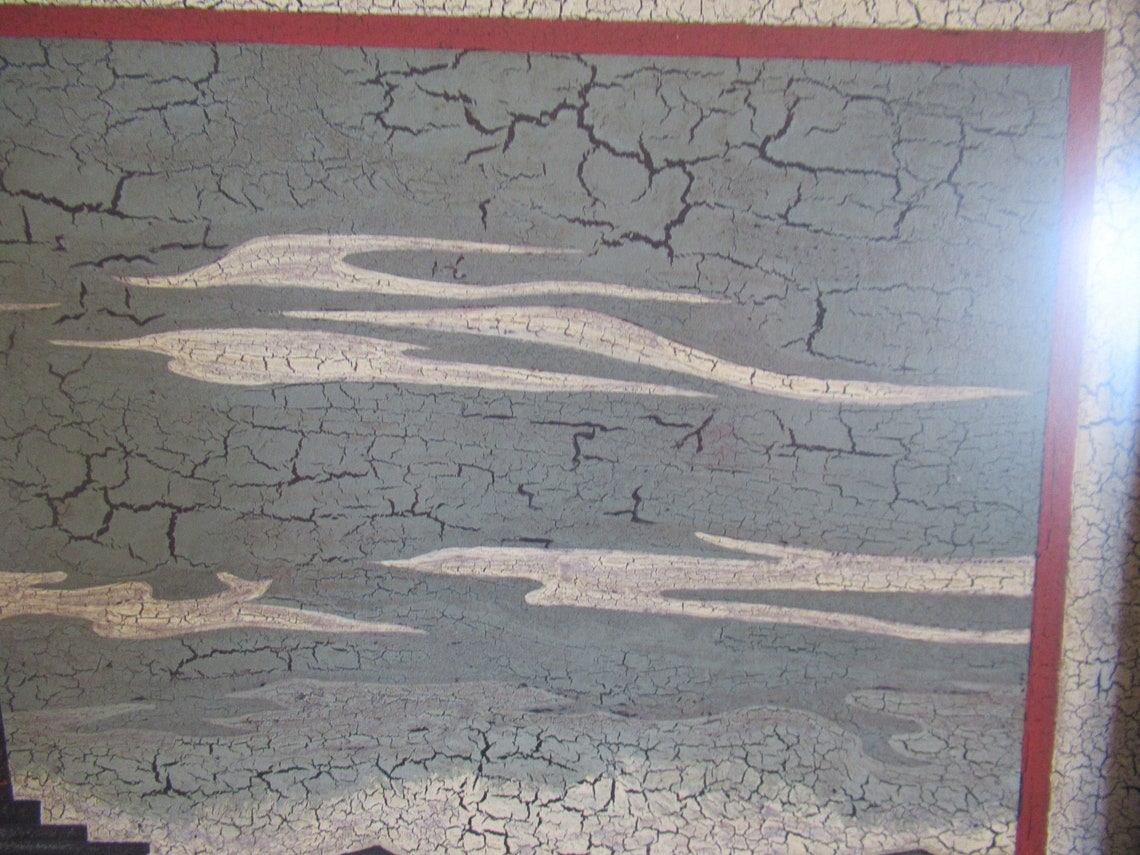 Jay Zinn Red White Lighthouse Print Textured Crackled - Etsy