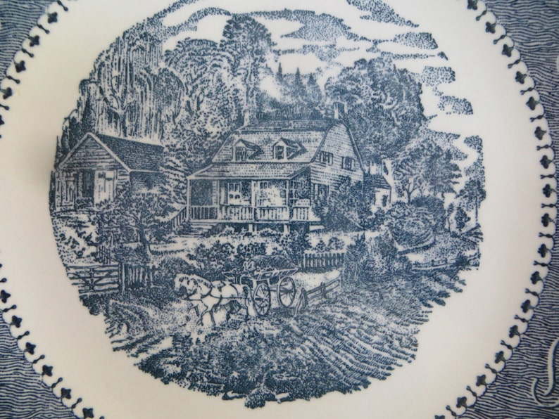 Taylor Smith Taylor Currier and Ives Blue Dishes 15 Pieces - Etsy
