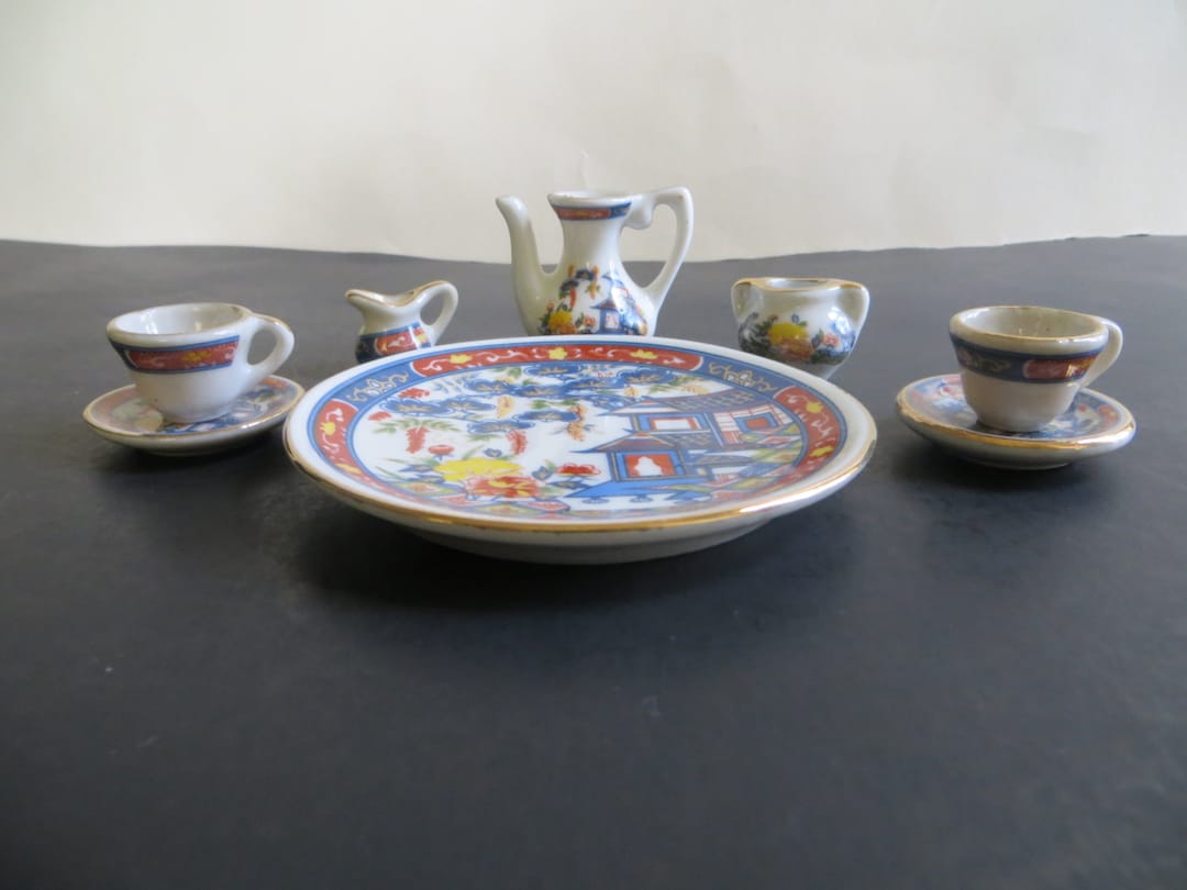 Japanese Miniature Tea Set Tray Teapot Cream Sugar 2 Cups Saucers - Etsy