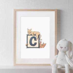 C is for Cats Digital Download Artwork of a Wood Block With - Etsy